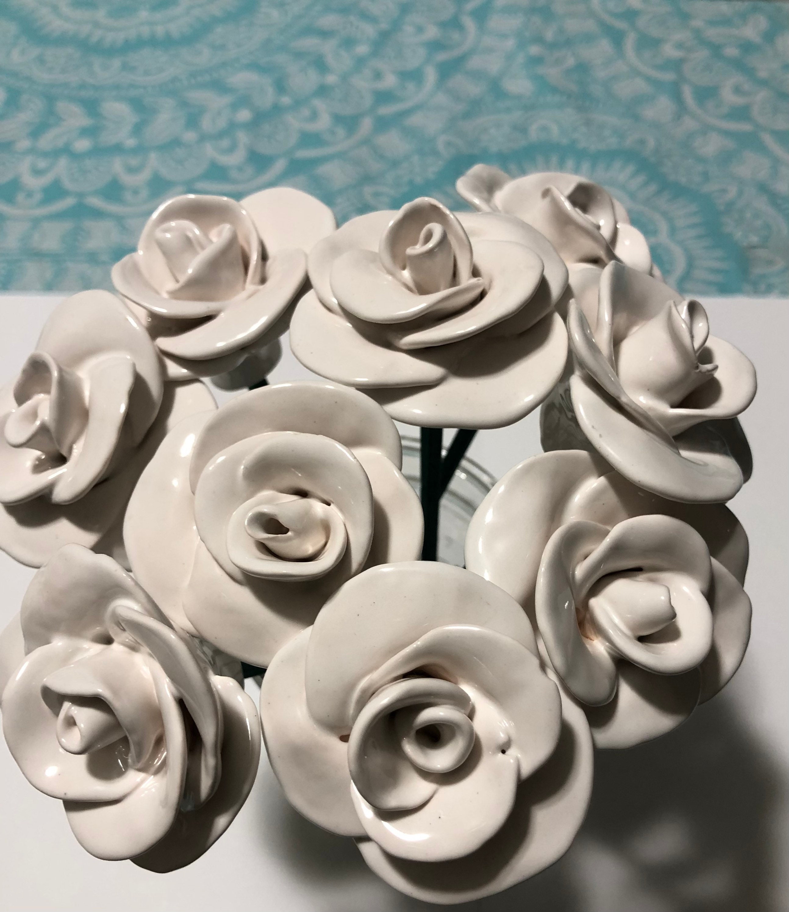 Beautiful Ceramic Roses on Stems - Etsy