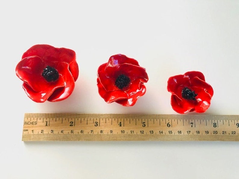 5 Ceramic Poppies for Mosaic - Etsy