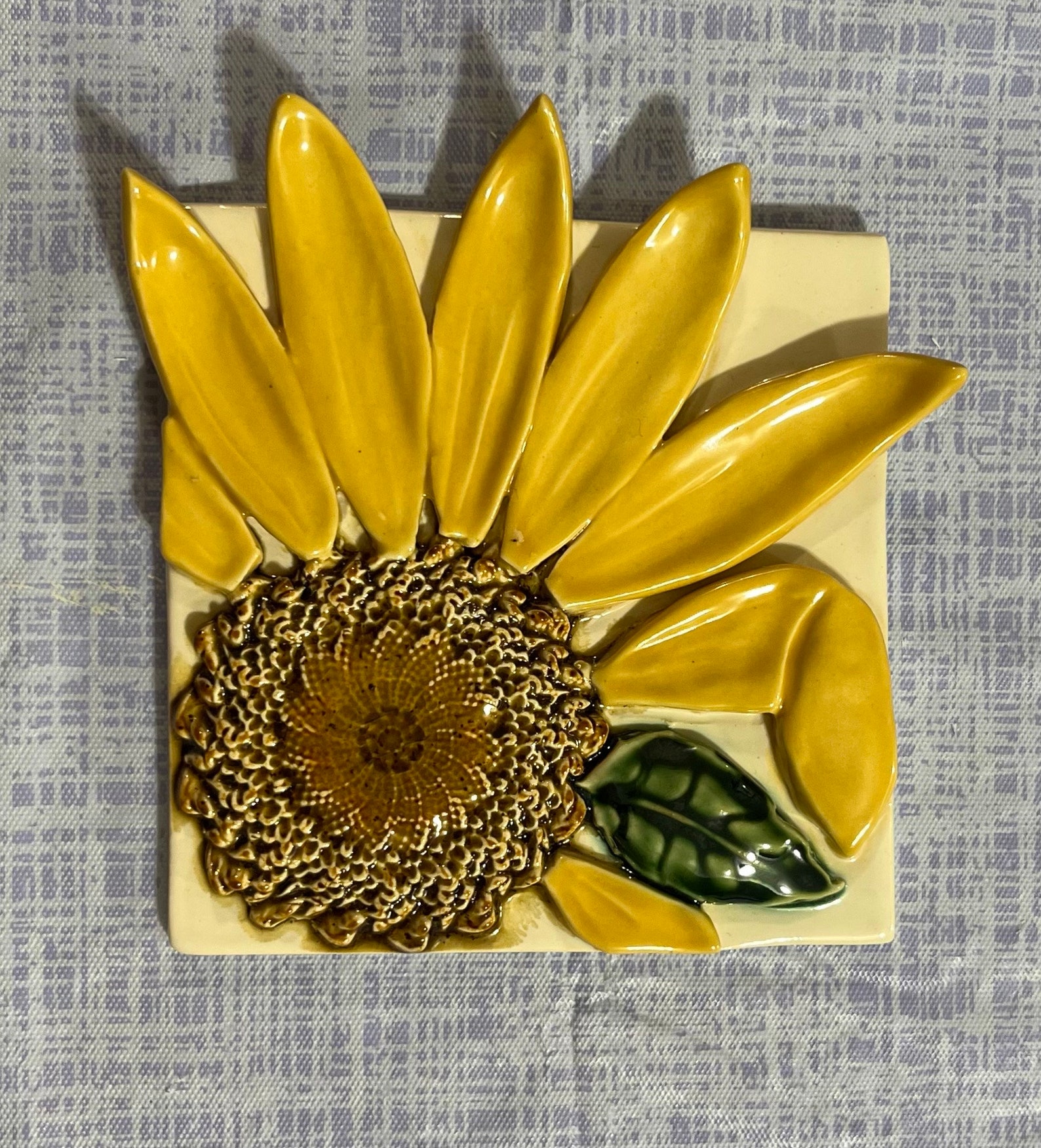 Unique Hand-built Ceramic Sunflower Tile - Etsy