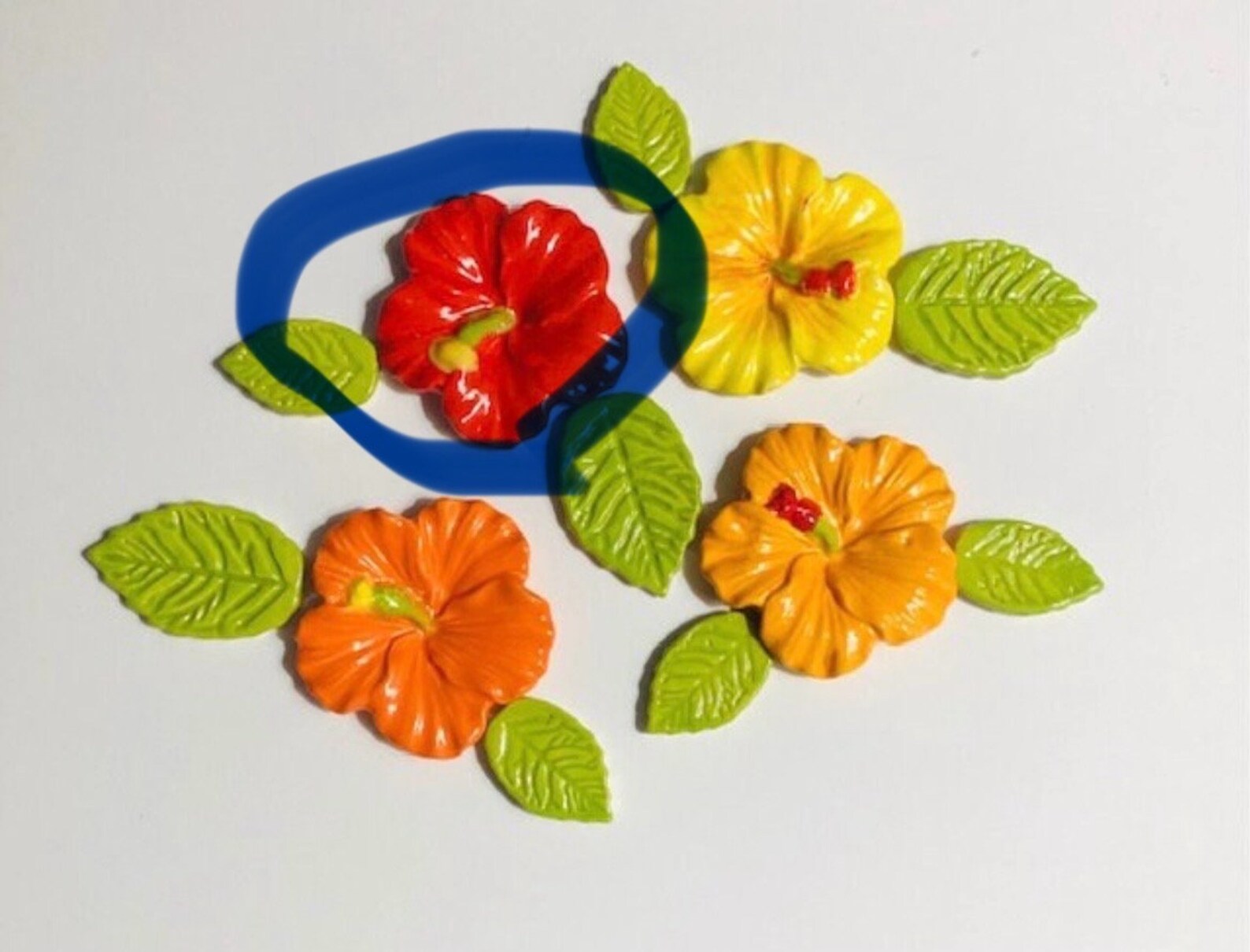 Happy Hibiscus Ceramic Flower and Leaf Tiles - Etsy