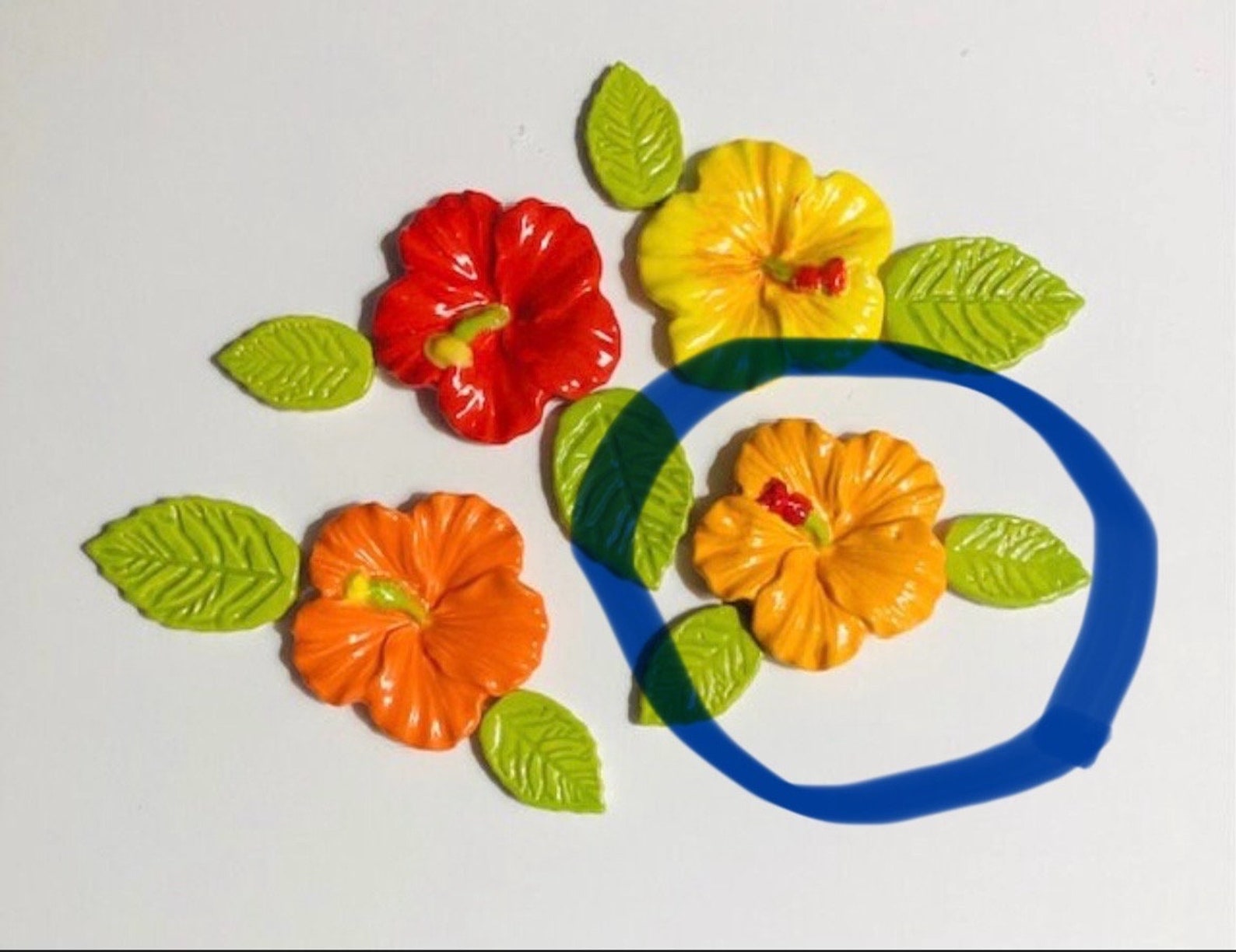 Happy Hibiscus Ceramic Flower and Leaf Tiles - Etsy