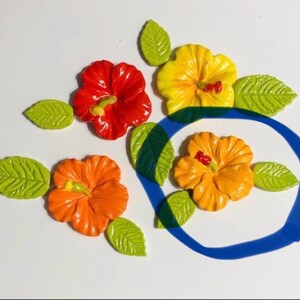Happy Hibiscus Ceramic Flower and Leaf Tiles - Etsy