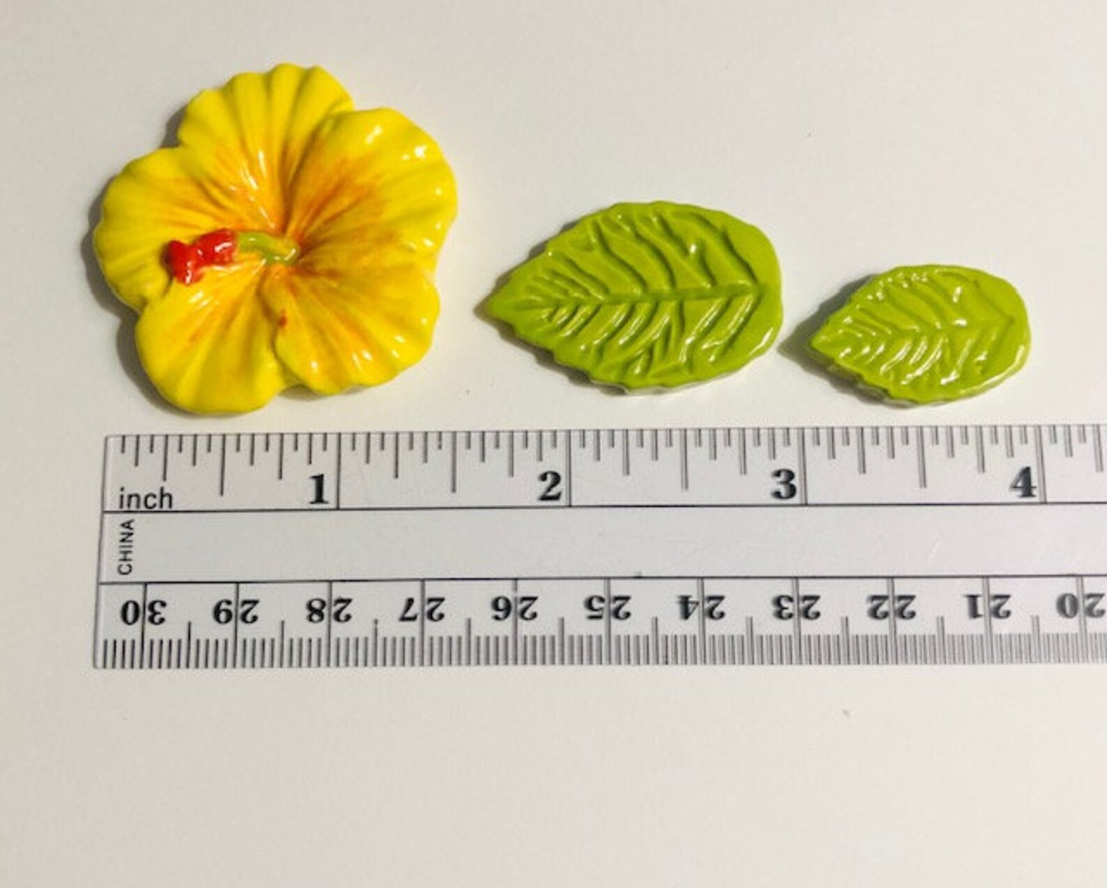 Happy Hibiscus Ceramic Flower and Leaf Tiles - Etsy