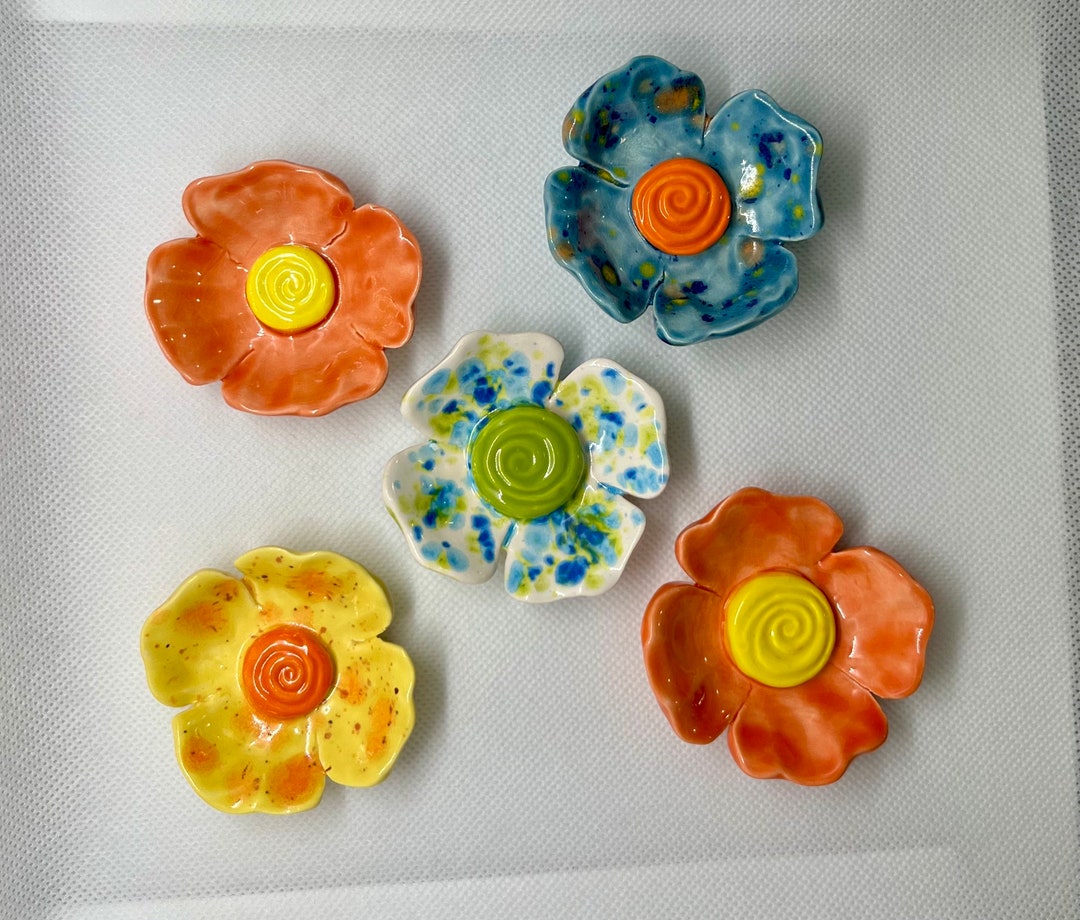 Colorful Ceramic Flowers - Etsy