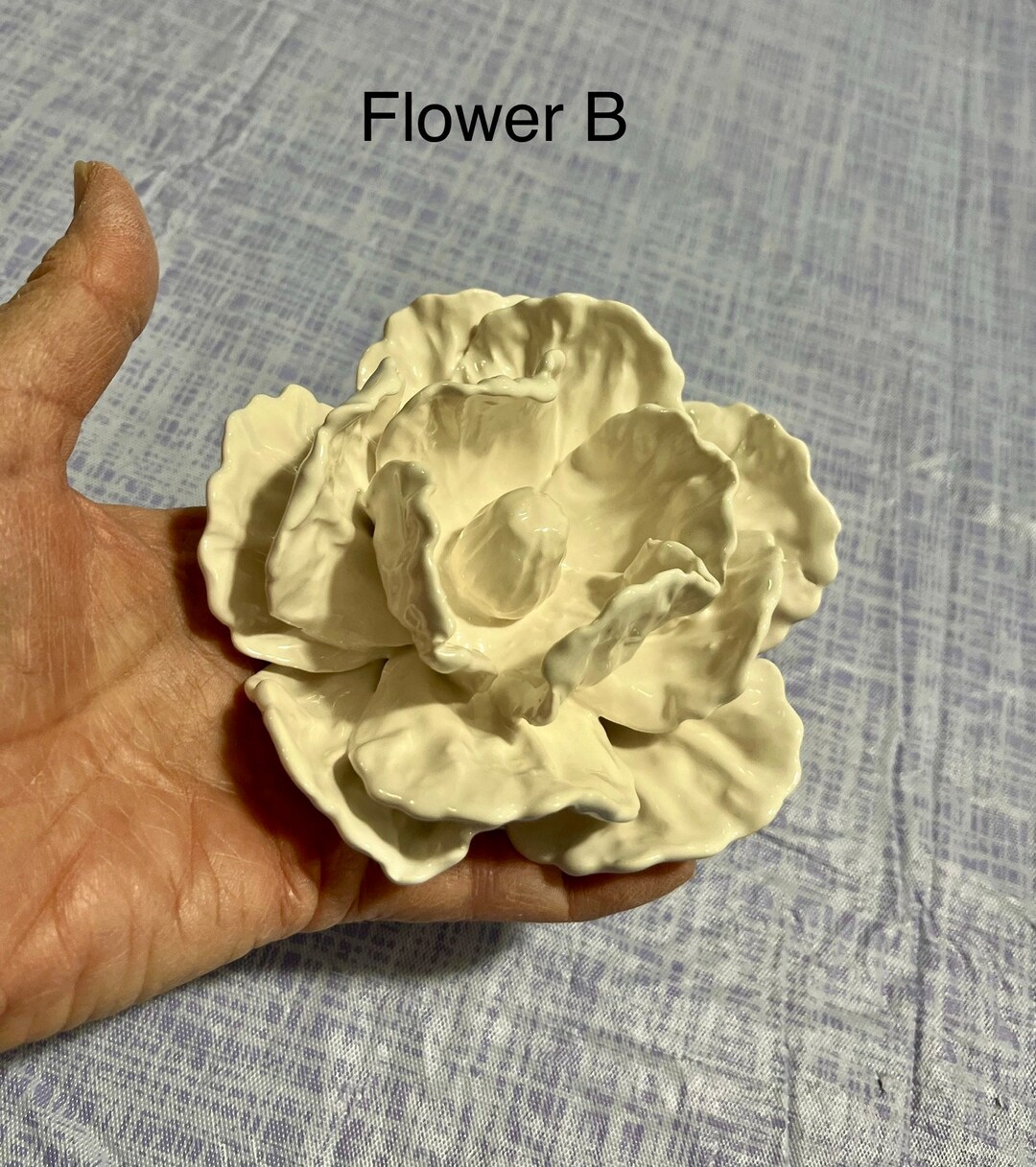 Beautiful White Ceramic Flower - Etsy
