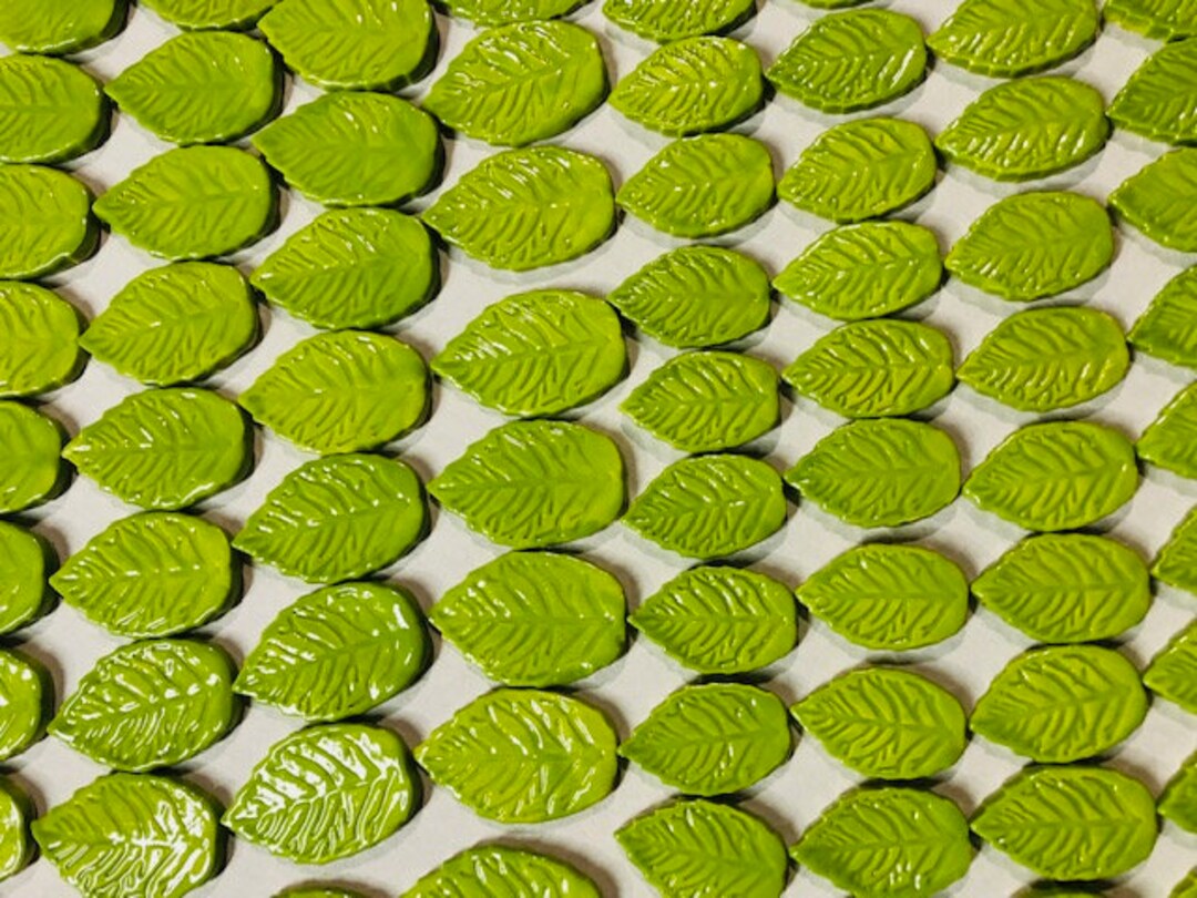 10 Ceramic Leaves Mosaic Tiles - Etsy