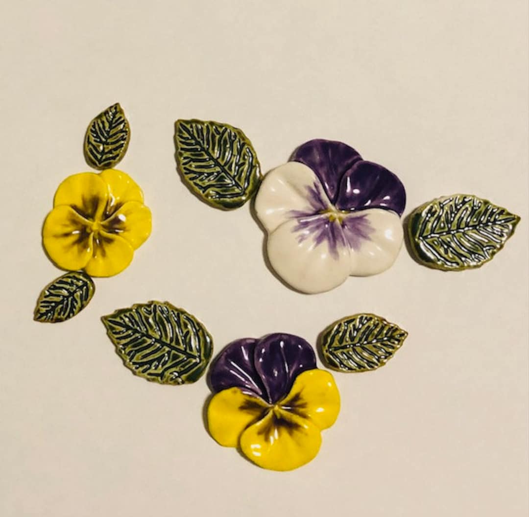 Pretty Pansy Ceramic Flower Tiles - Etsy