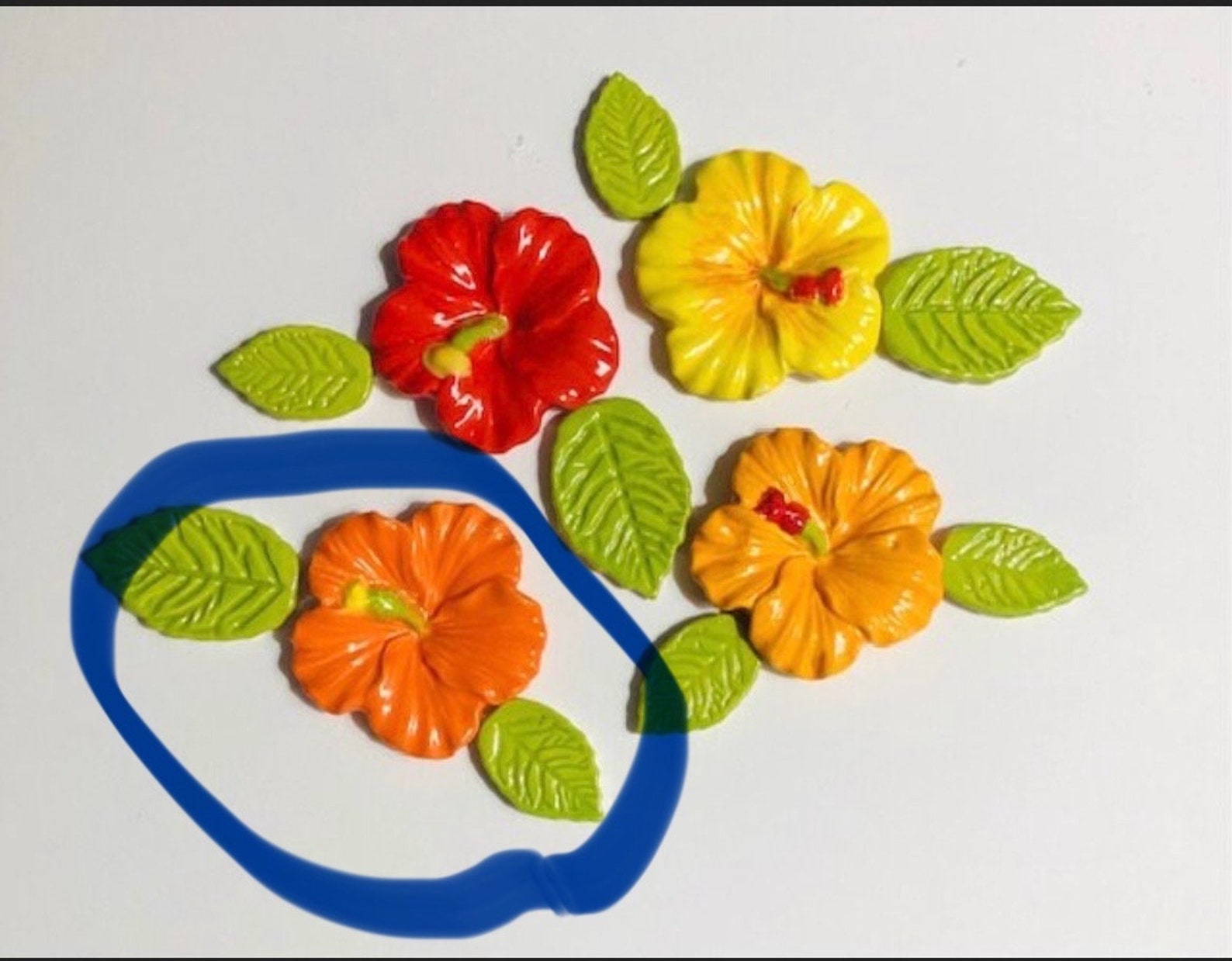 Happy Hibiscus Ceramic Flower and Leaf Tiles - Etsy