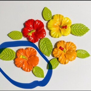 Happy Hibiscus Ceramic Flower and Leaf Tiles - Etsy