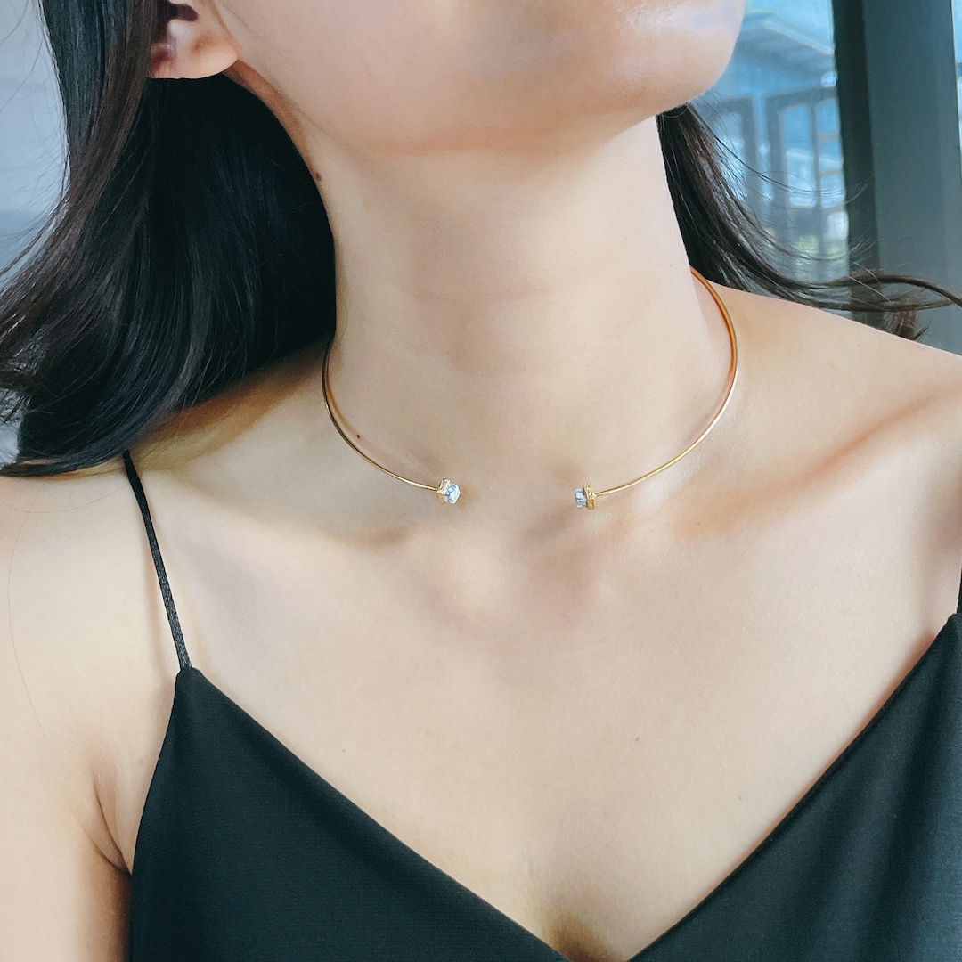 Gold Torque Necklace, Neck Choker, Torque With Stones, Stone Choker ...