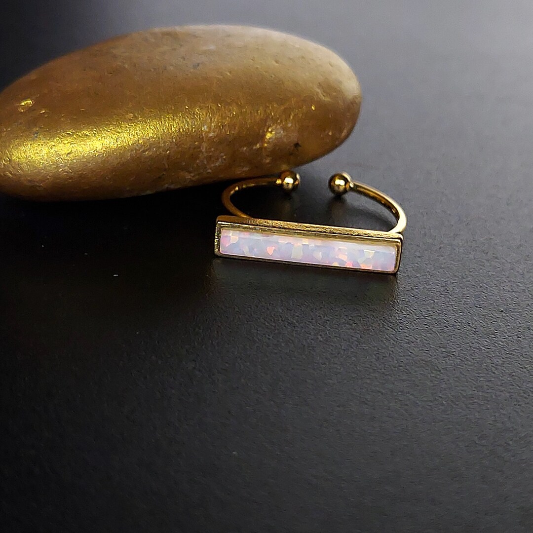 Pink and White Opal Bar Stone Ring, Gold and Blue Free Size Ring/toe ...