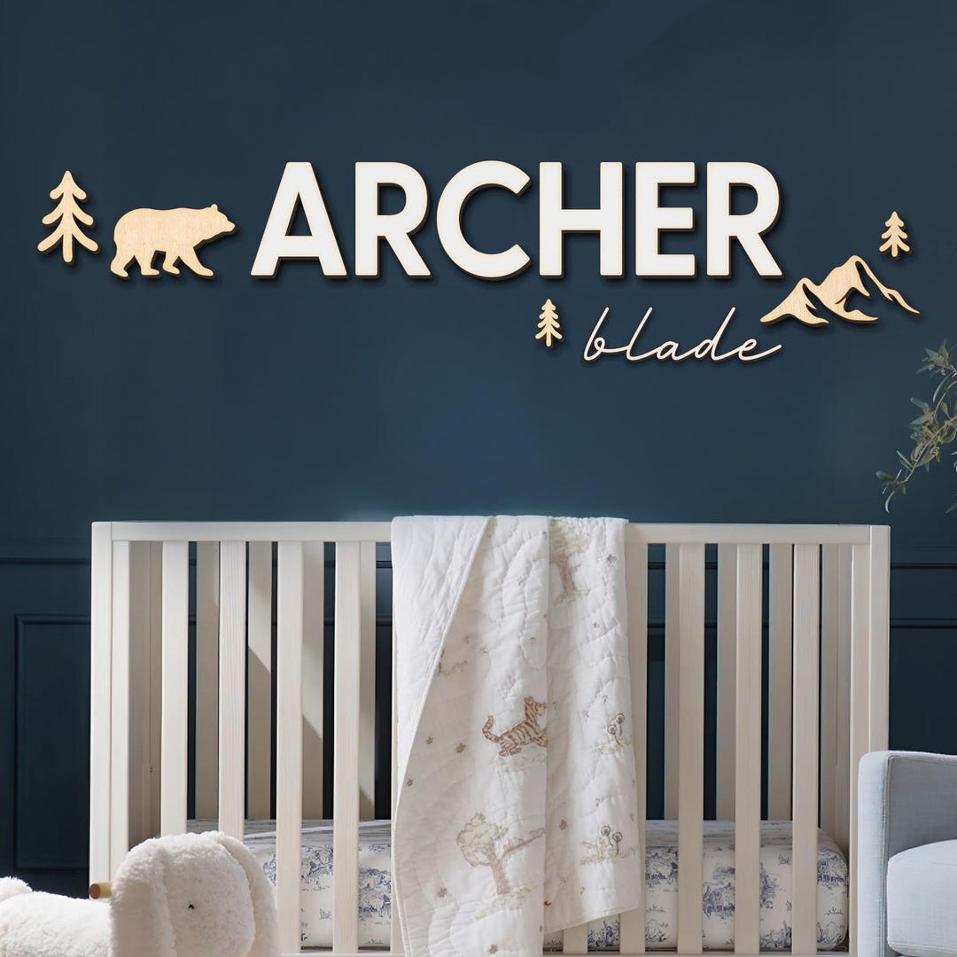 Personalized Baby Name Sign, Wooden Cut Out Name for Wall, Newborn ...