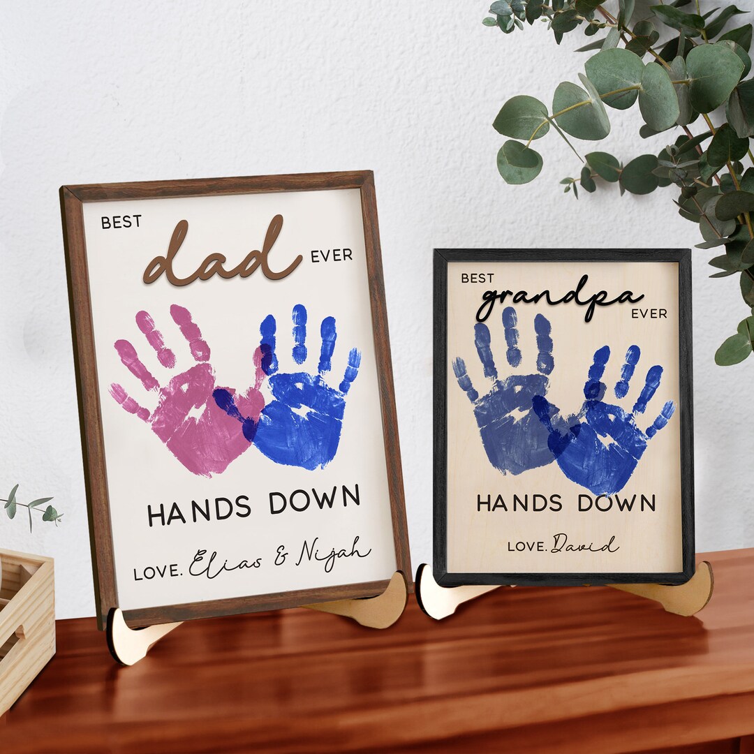 Personalized Fathers Day Handprint Sign, Custom Hands Print Sign, Best ...