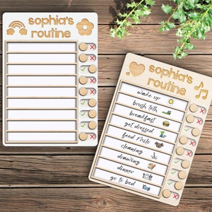 Perrsonalized Wooden Daily Responsibility Board, Visual Schedule, Daily ...
