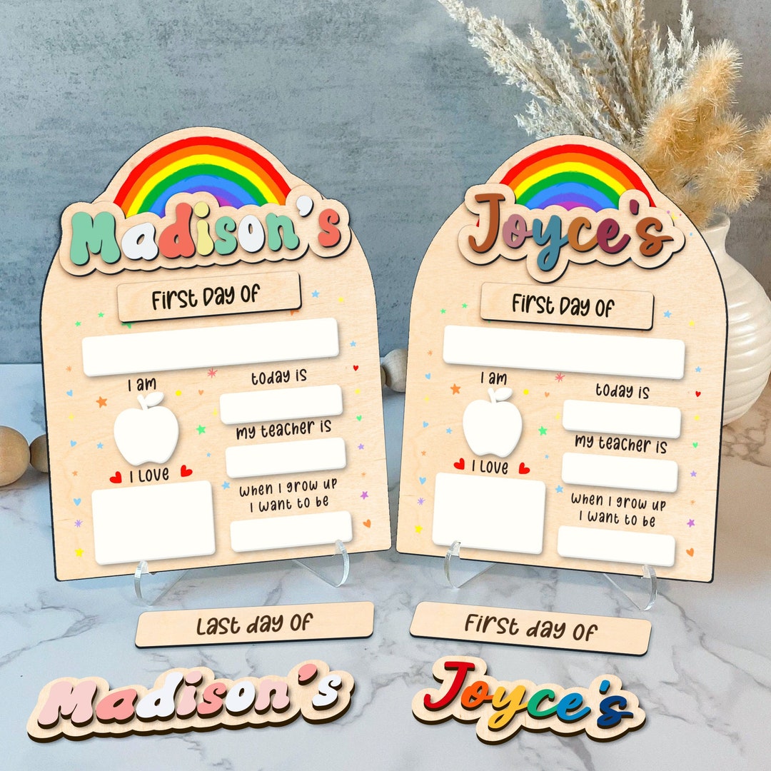 Personalized First Day of School Sign, Interchangeable First Day Name ...