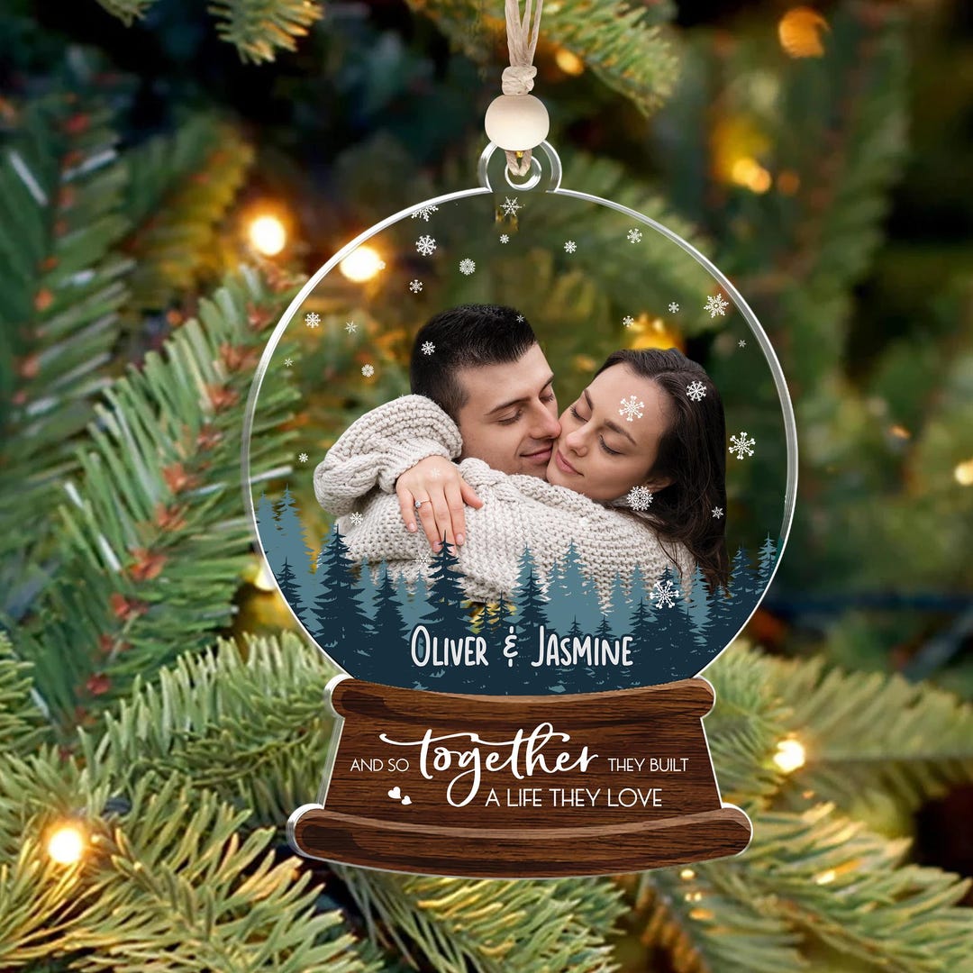 Personalized Couple Photo in Crystal Ball Acrylic Ornament, Custom Snow ...
