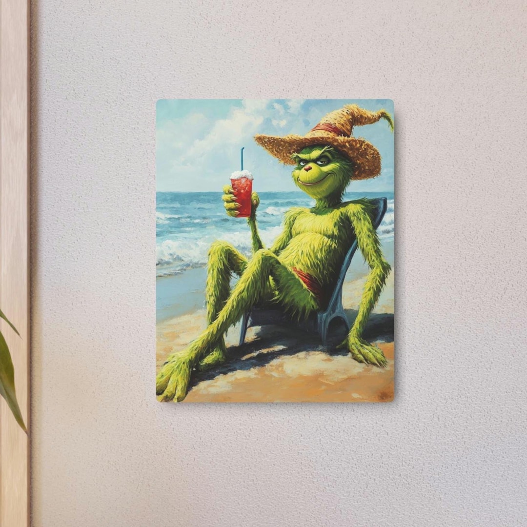 The Grinch on the Beach Metal Art Sign, Summer Decor - Etsy