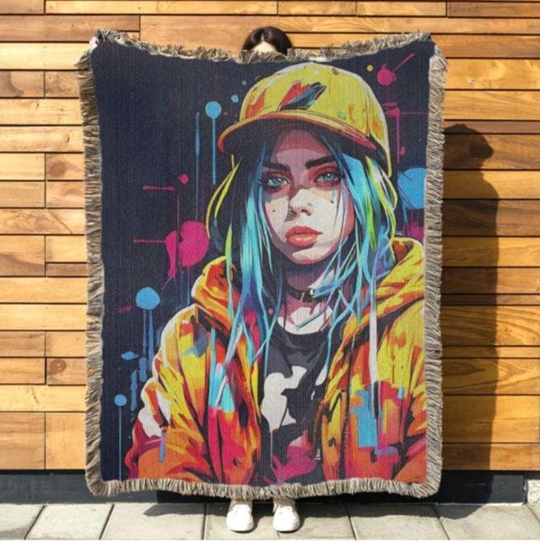 Billie Eilish Abstract Rainbow Paint Splatter Woven Blankets - Etsy