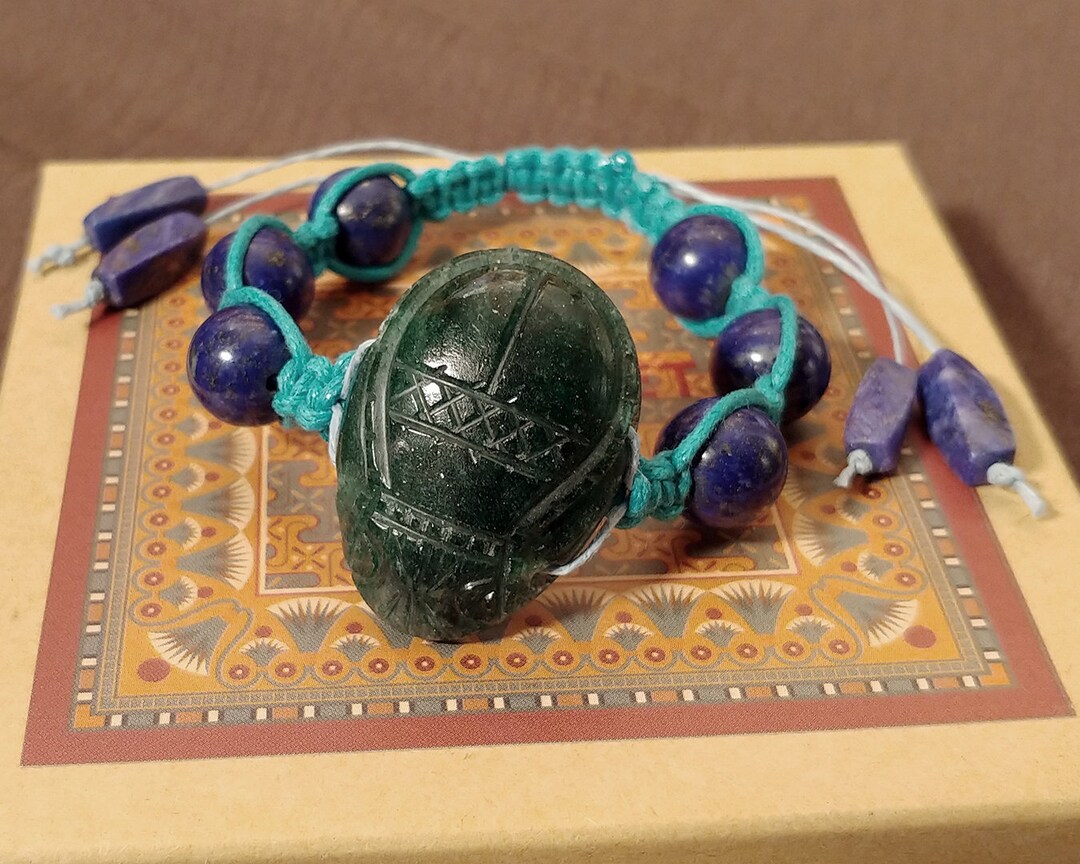 Bracelet homme / Femme Ancient Egypt unjustable Lapis Lazuli Macrame ...