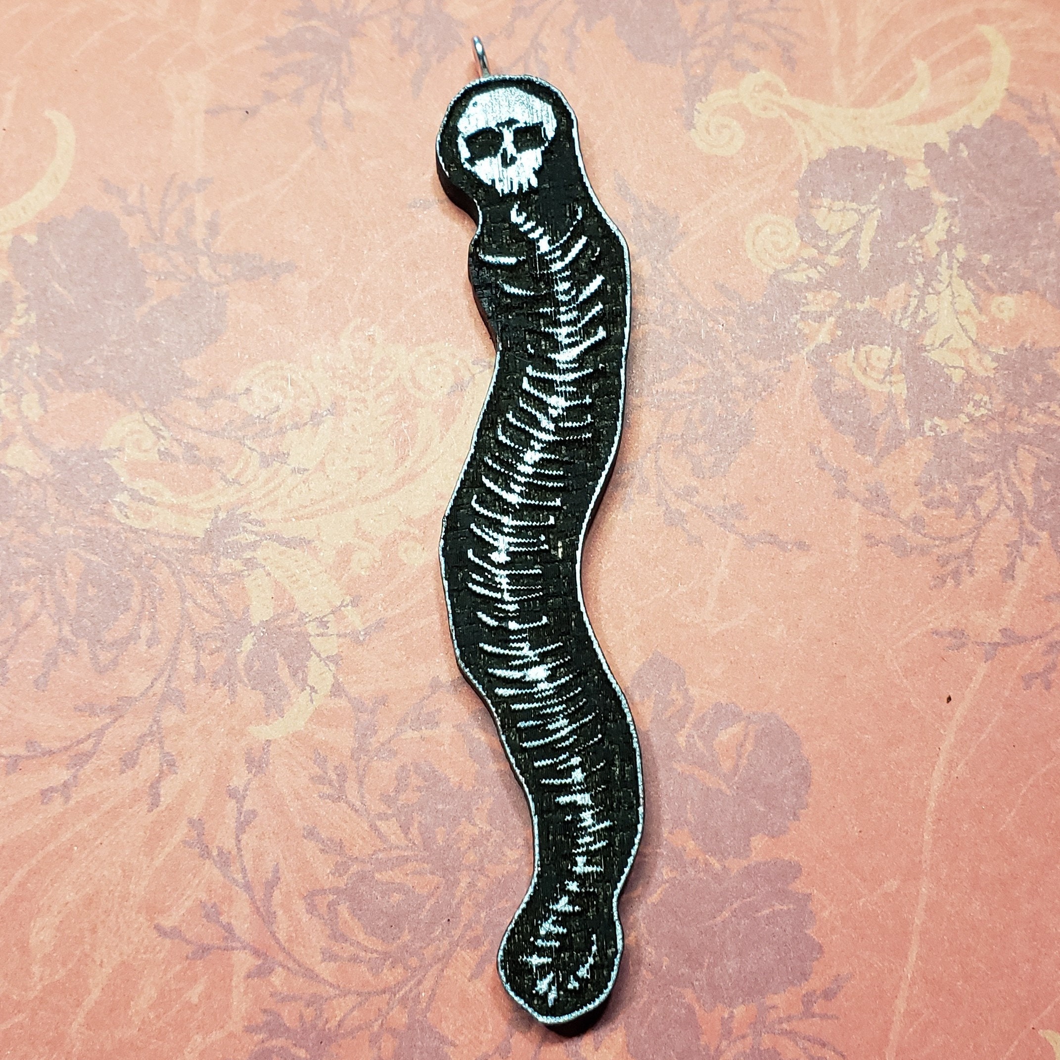 Skull Snake Woodcut Ornament - Etsy Norway
