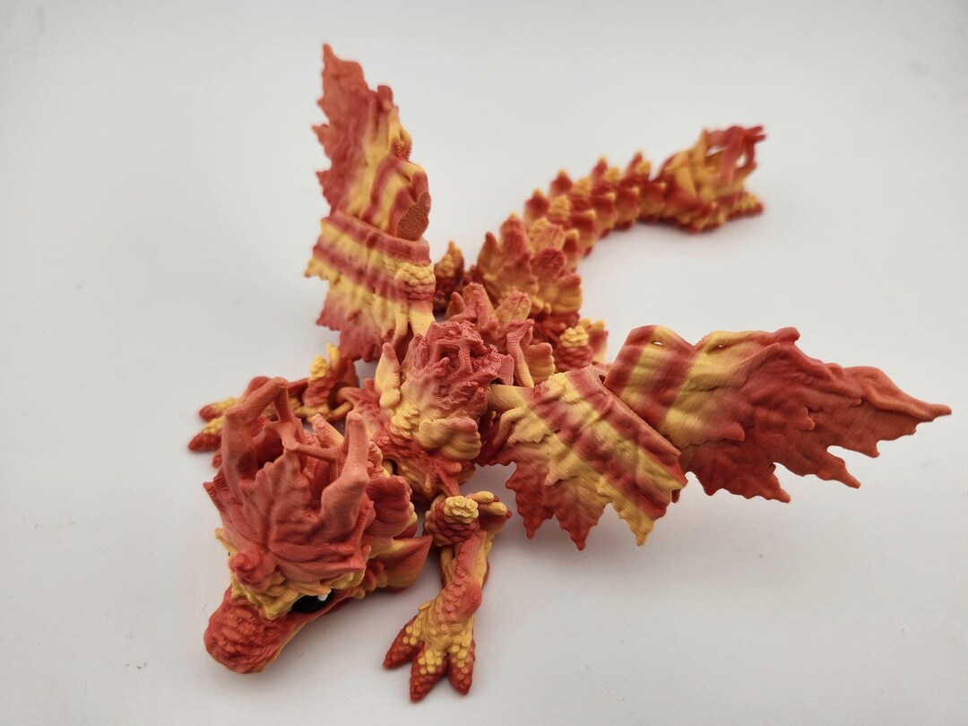 3D Printed Baby Autumn Dragon, Articulated Dragon, Dragon Replica, 3D ...
