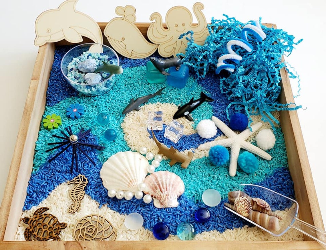 Ocean Sensory Bin Montessori Tinker Tray Under the Sea | Etsy