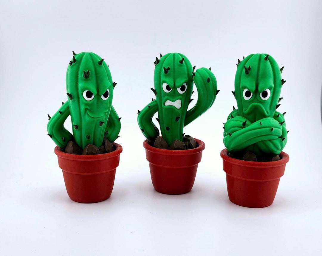 Pickle Gang, 3d Printed Cactus, Cartoon Cactus, Succulent Decoration ...