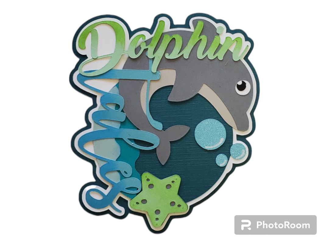 Dolphin Scrapbook Title, 3d Die Cuts, Premade Paper Piecing, Card ...