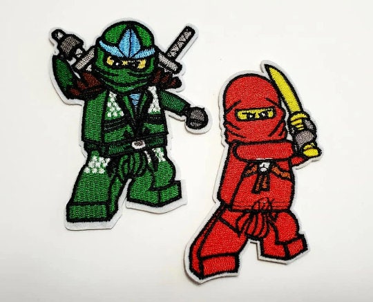 Red Ninja Patch, Green Ninja Iron On, Patches for Jackets, Embroidered ...
