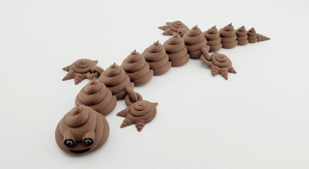 3D Printed Poop Dragon, Articulated Dragon, Dragon Replica, 3D Printed ...