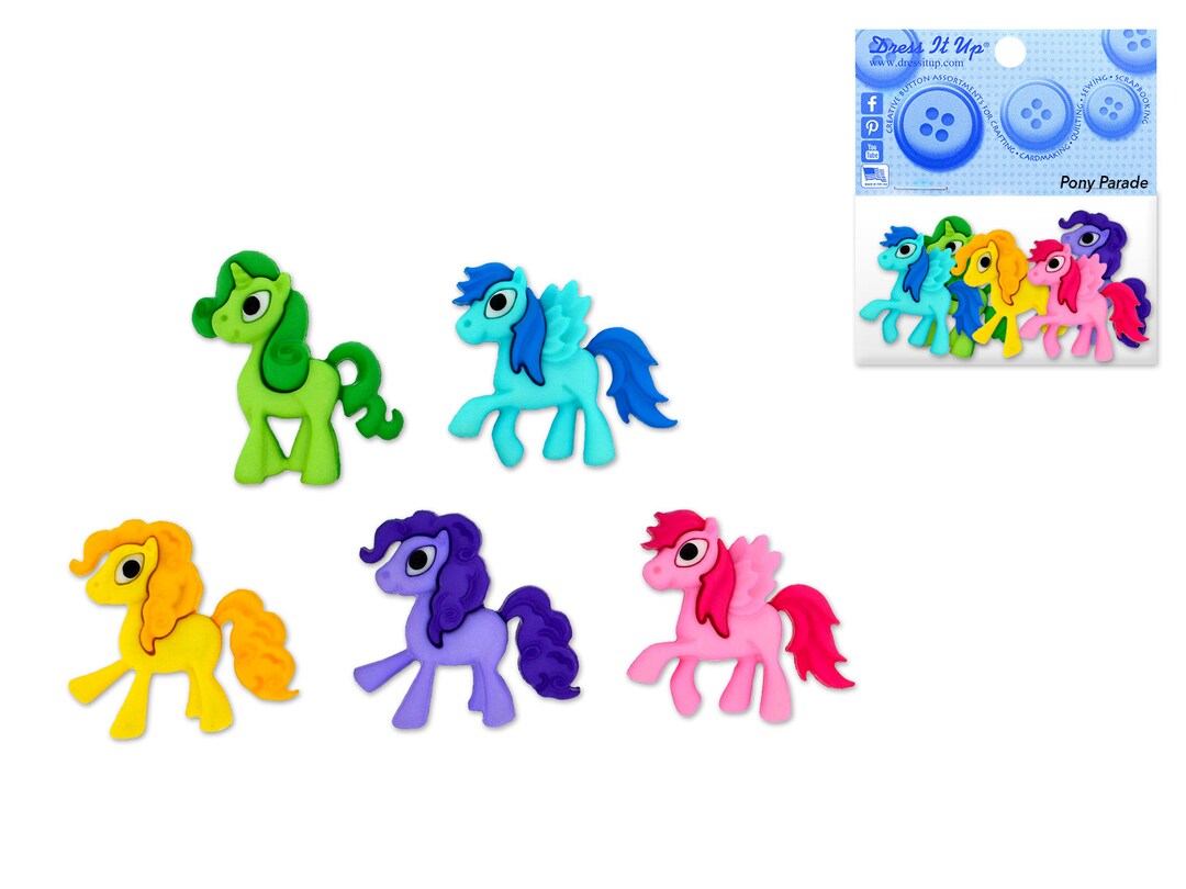 Pony Buttons , Pony Craft, Pony Parade Dress It Up, Novelty Buttons ...
