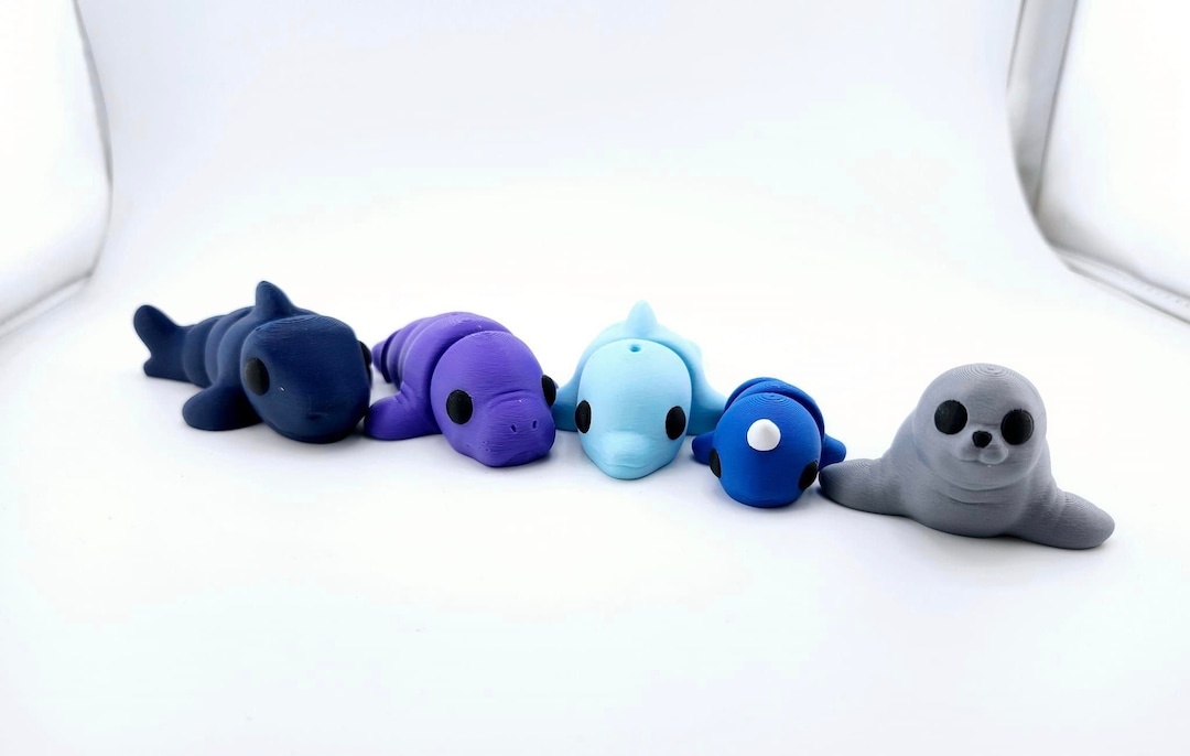 3D Printed Ocean Animals, Baby Sea Creature Figurine, Miniature Marine ...