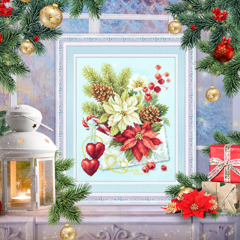 MAGIC NEEDLE Counted Cross Stitch Complete Kit Christmas Merry ...