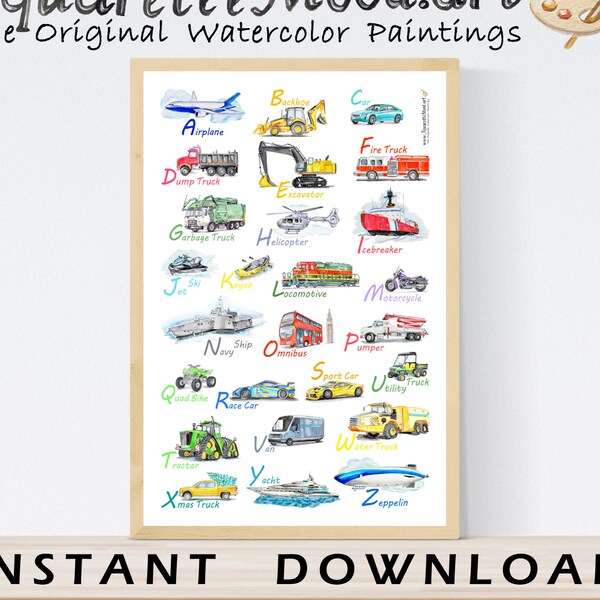 Truck Alphabet Poster - Etsy