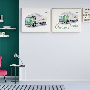 Garbage Truck Wall Decor, Garbage Wall Art Watercolor Nursery Art Kids ...
