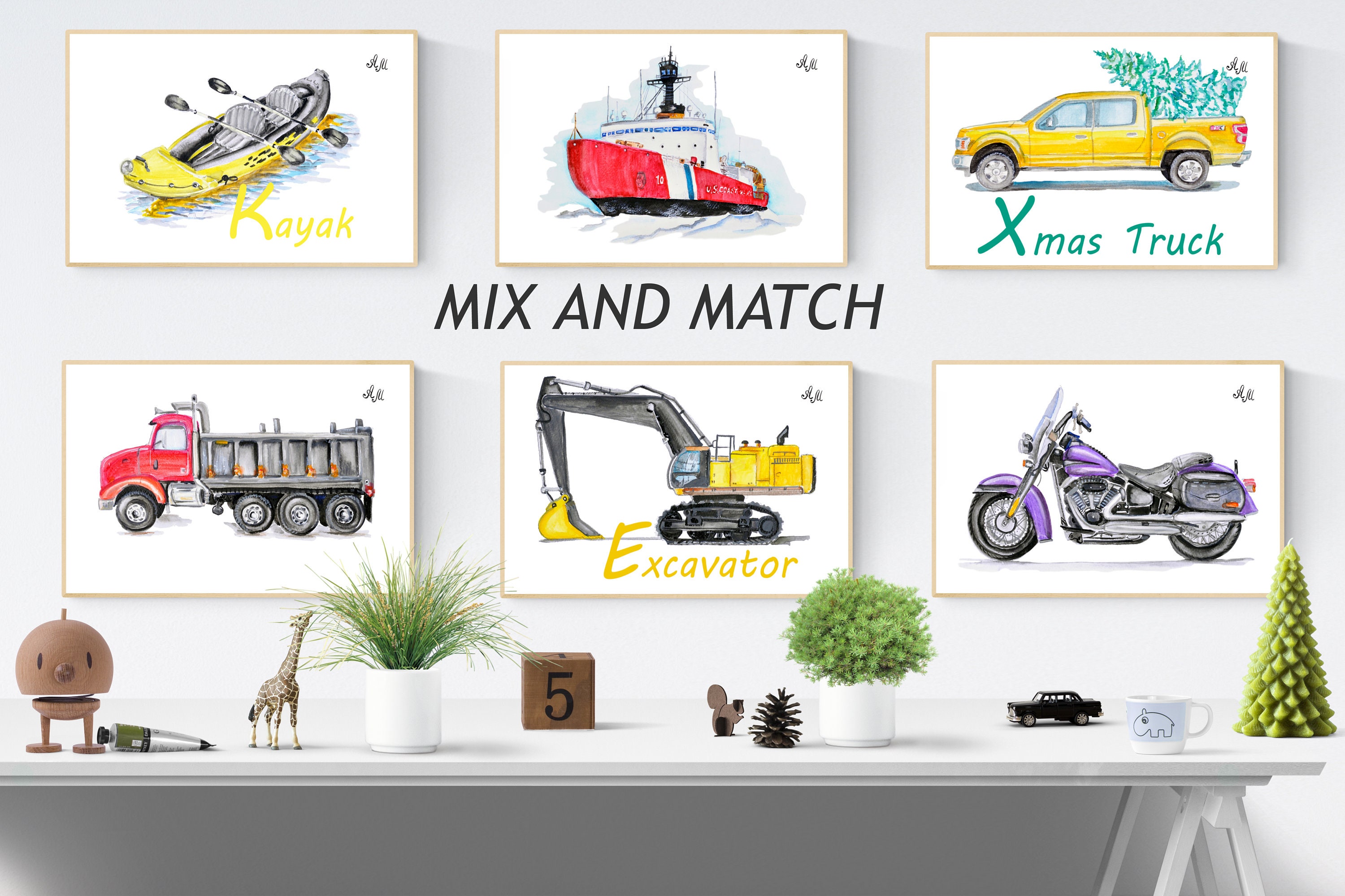 ABC Truck Poster, Alphabet, Transport ABC Print, ABC Print, Alphabet ...