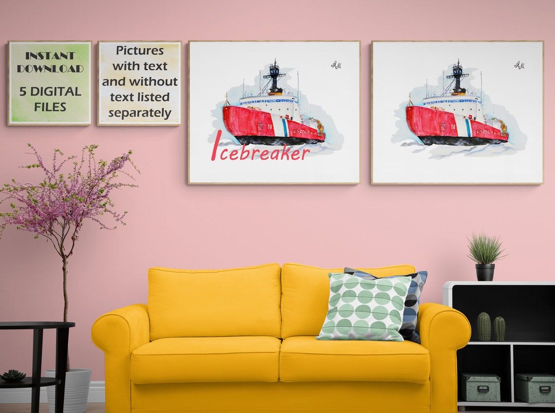 Ship Wall Decor Fireboard Wall Art Watercolor Nursery Art | Etsy