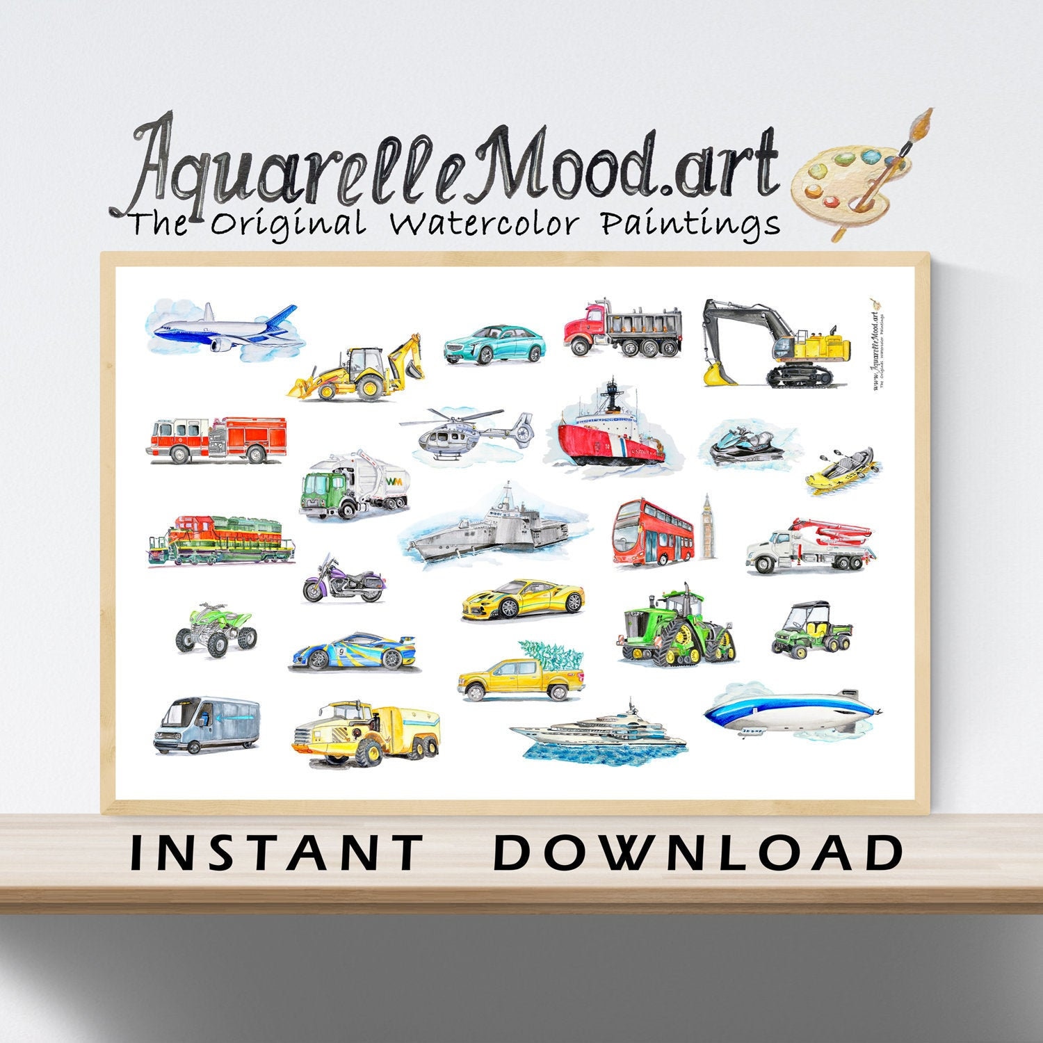 Truck Poster Printable Transportation Poster Playroom - Etsy
