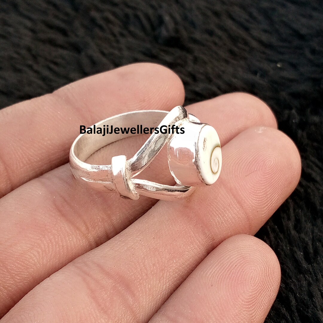 Shiva Eye Shell Gemstone Ring, 925 Sterling Silver, Handmade Woman ...