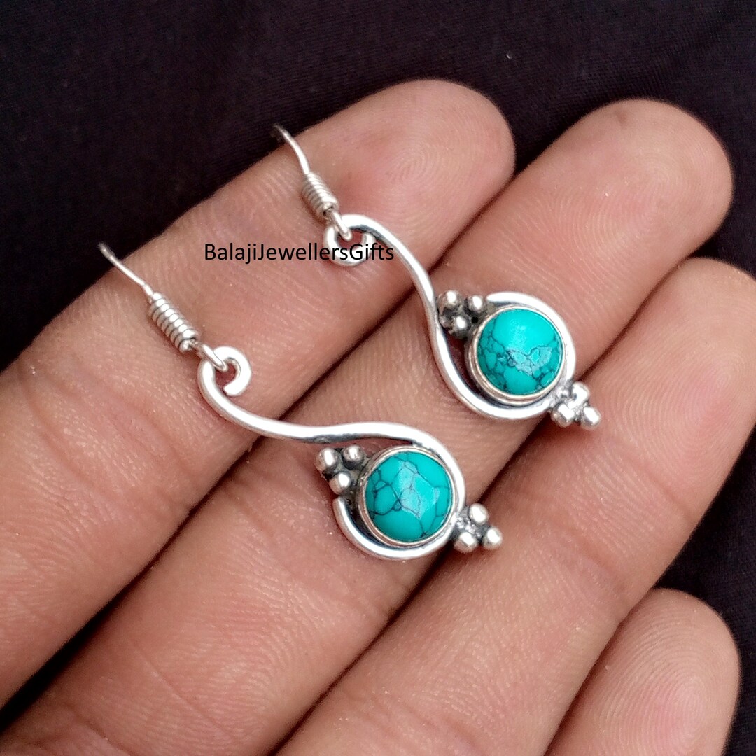 Blue Turquoise Earring,925 Sterling Silver,handmade Woman Jewellery ...
