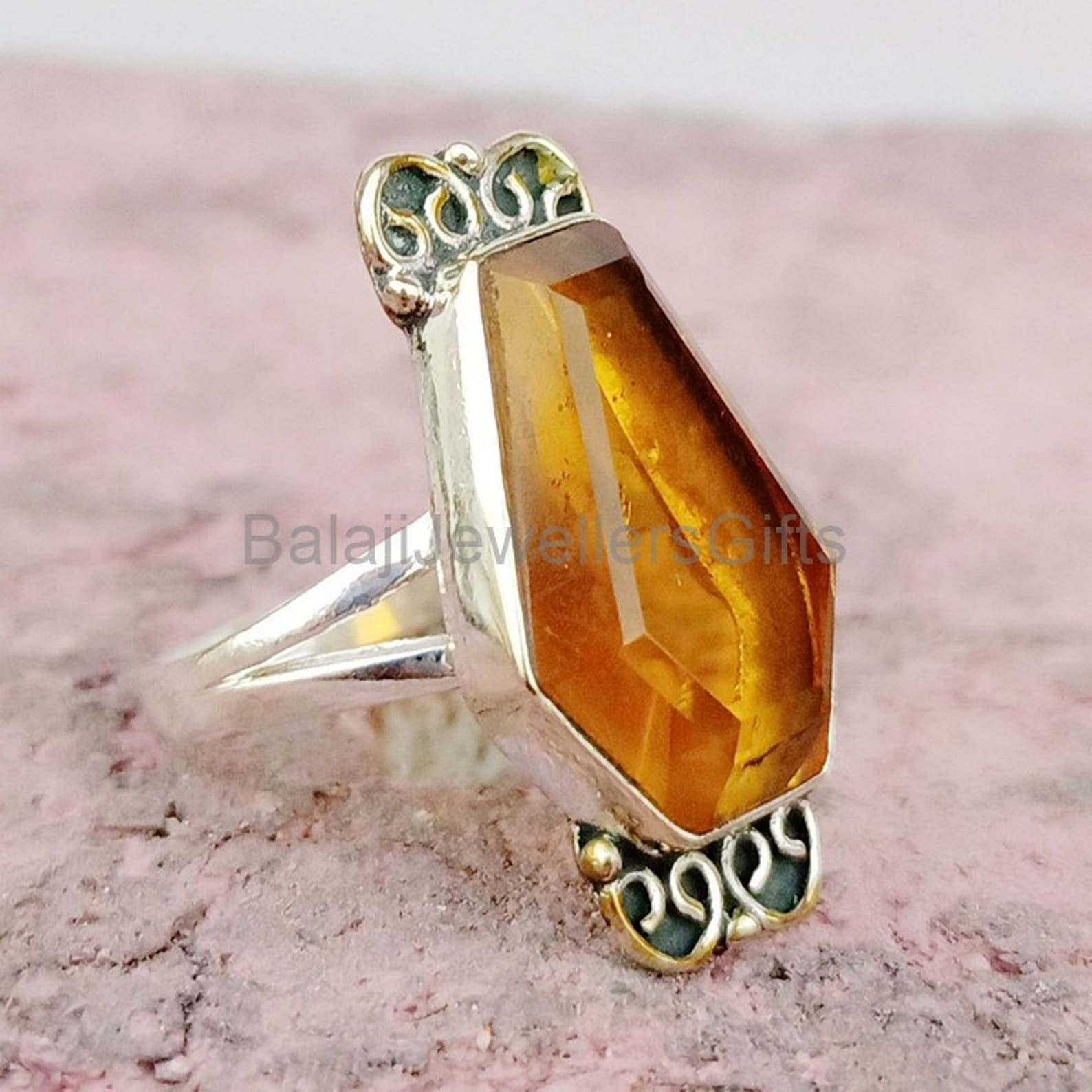 Coffin Ring, Citrine Gemstone Ring, 925 Sterling Silver Ring, Handmade ...