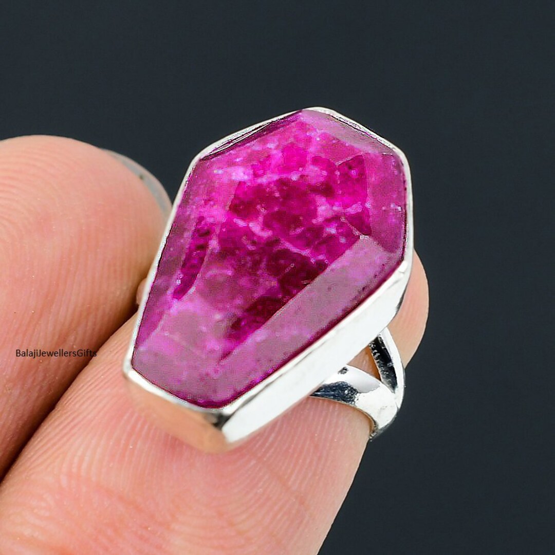 Coffin Ring, Ruby Gemstone Ring, 925 Sterling Silver Ring, Handmade ...