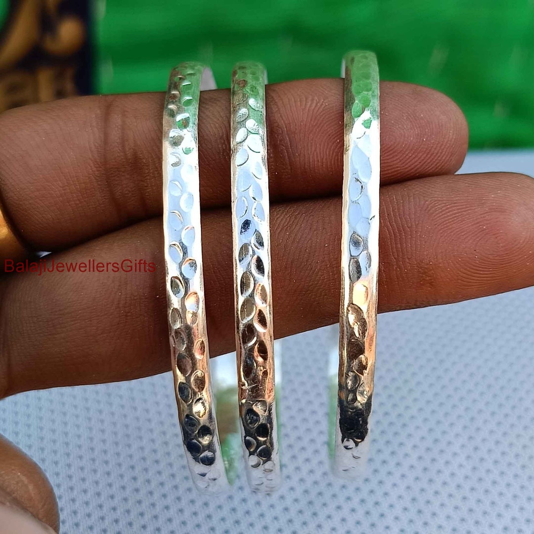 Handmade Sterling Silver Bangle Set: Stackable Boho Bangles - Etsy