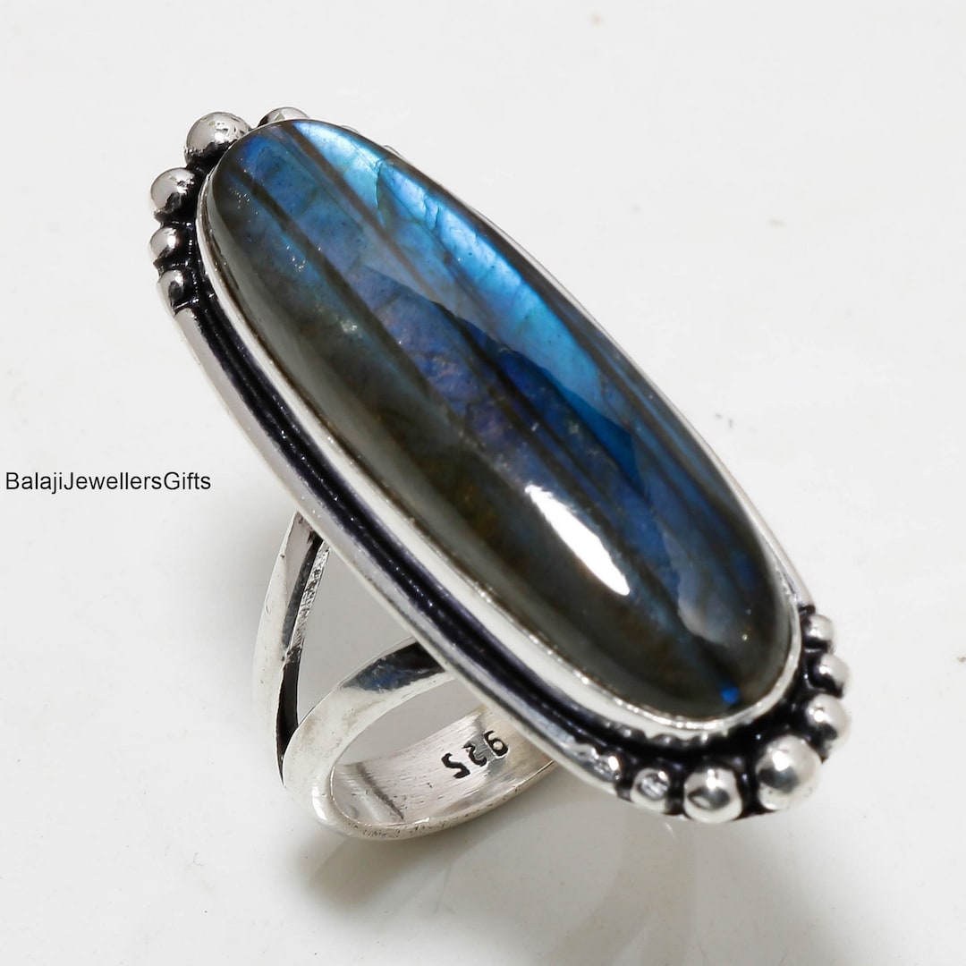 Handmade Labradorite Statement Ring: 925 Sterling Silver Boho Jewelry ...