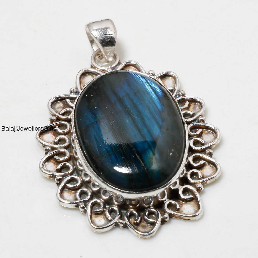 Labradorite Gemstone Pendant, 925 Sterling Silver Pendant, Necklace ...