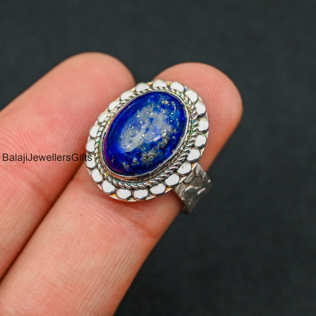 Engagement Gift, Lapis Lazuli Ring, Women Oval Large Lapis Lazuli Ring ...
