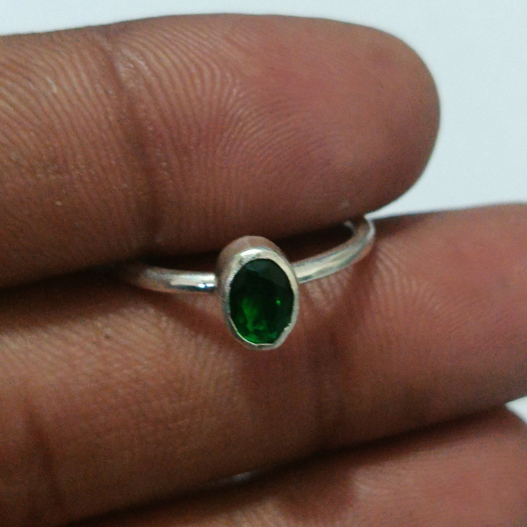 Natural Emerald Silver Ring, Handmade Ring, 925 Solid Sterling Silver ...