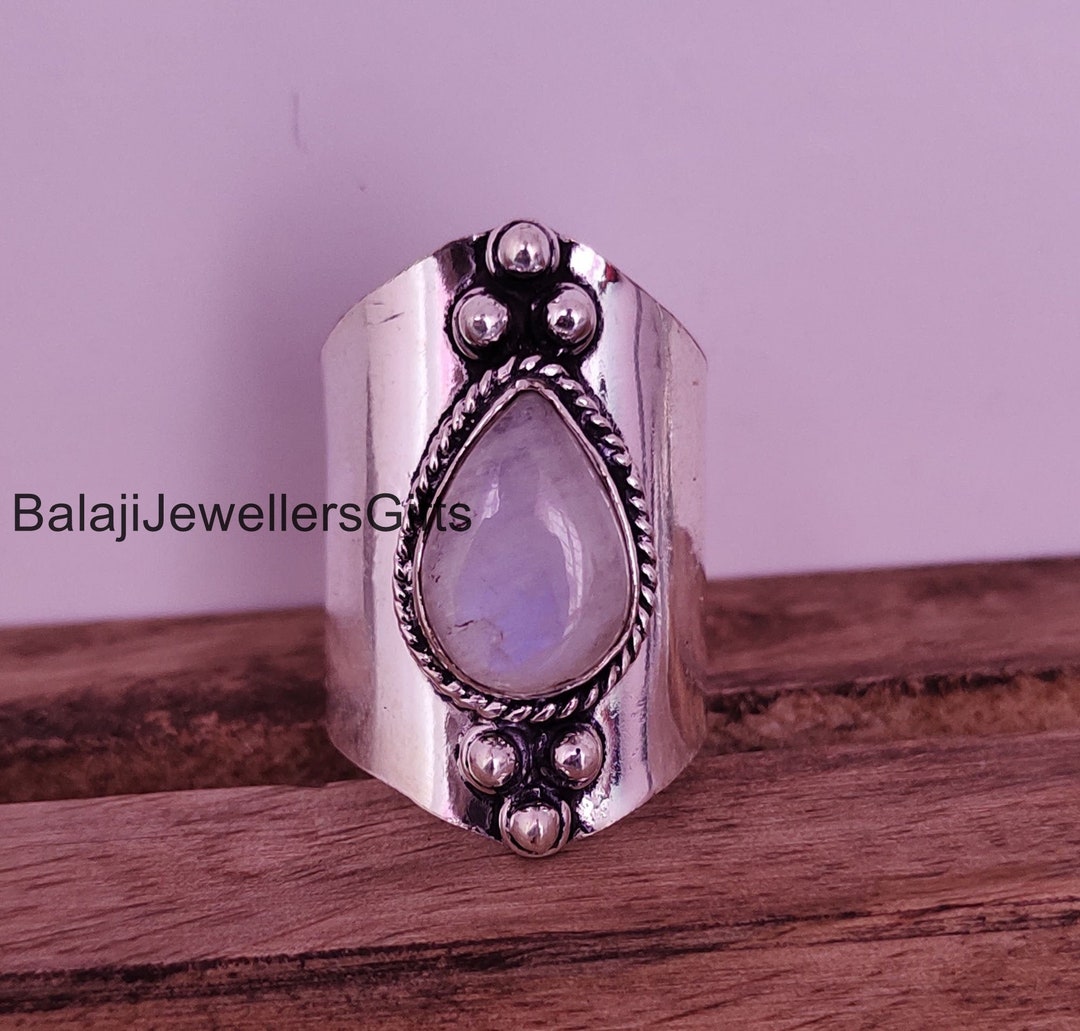 Regenbogen Mondstein Ring, 925 Sterling Silber Ring, Band Ring ...