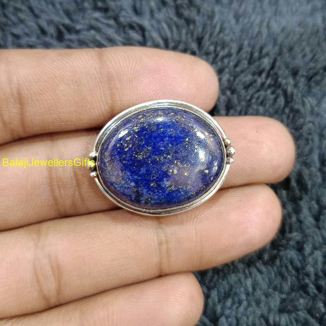 Lapis Lazuli Ring, Women Oval Large Lapis Lazuli Ring, Handmade Lapis ...