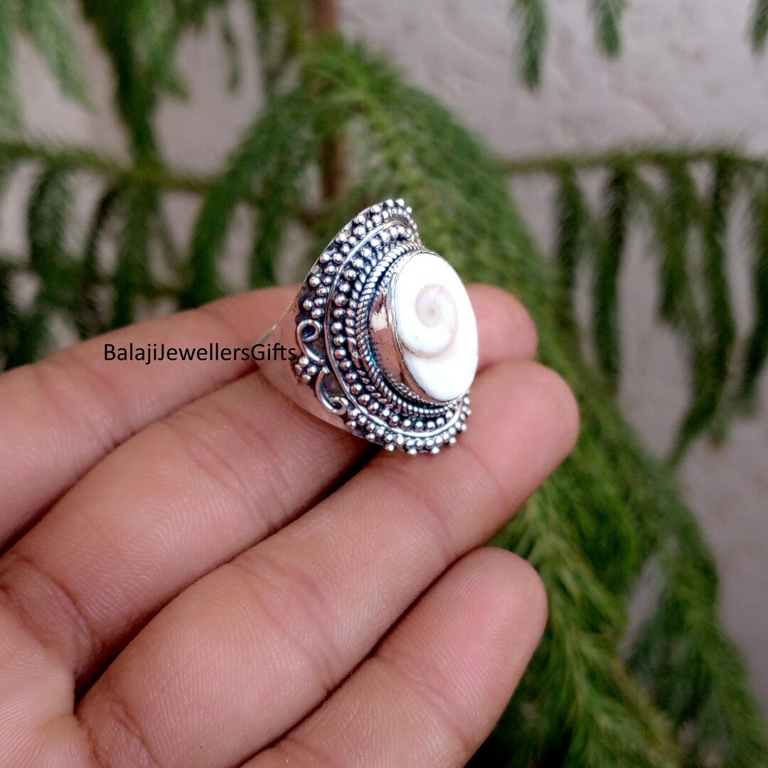 Luxury Ring, Shiva Eye Shell Gemstone Ring, 925 Sterling Silver, Oval ...